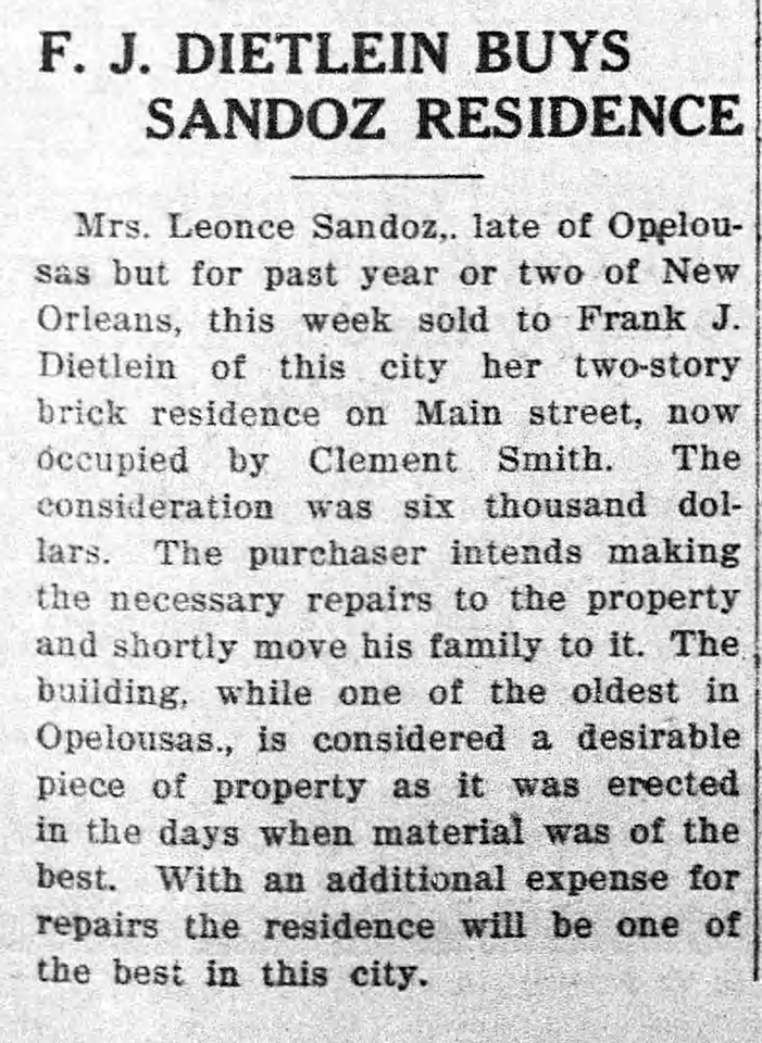 Photo from the Past - King-Sandoz-Dietlein Home » St. Landry Now Online ...